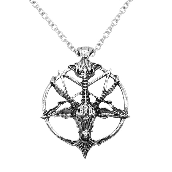 Goat Skull Pentagram Necklace – Steampunk Oddities