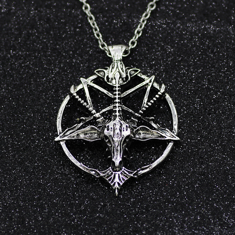 Goat Skull Pentagram Necklace – Steampunk Oddities