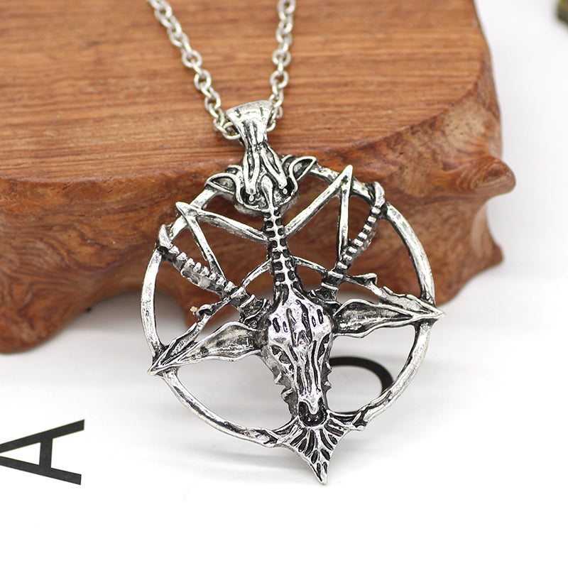 Goat Skull Pentagram Necklace – Steampunk Oddities