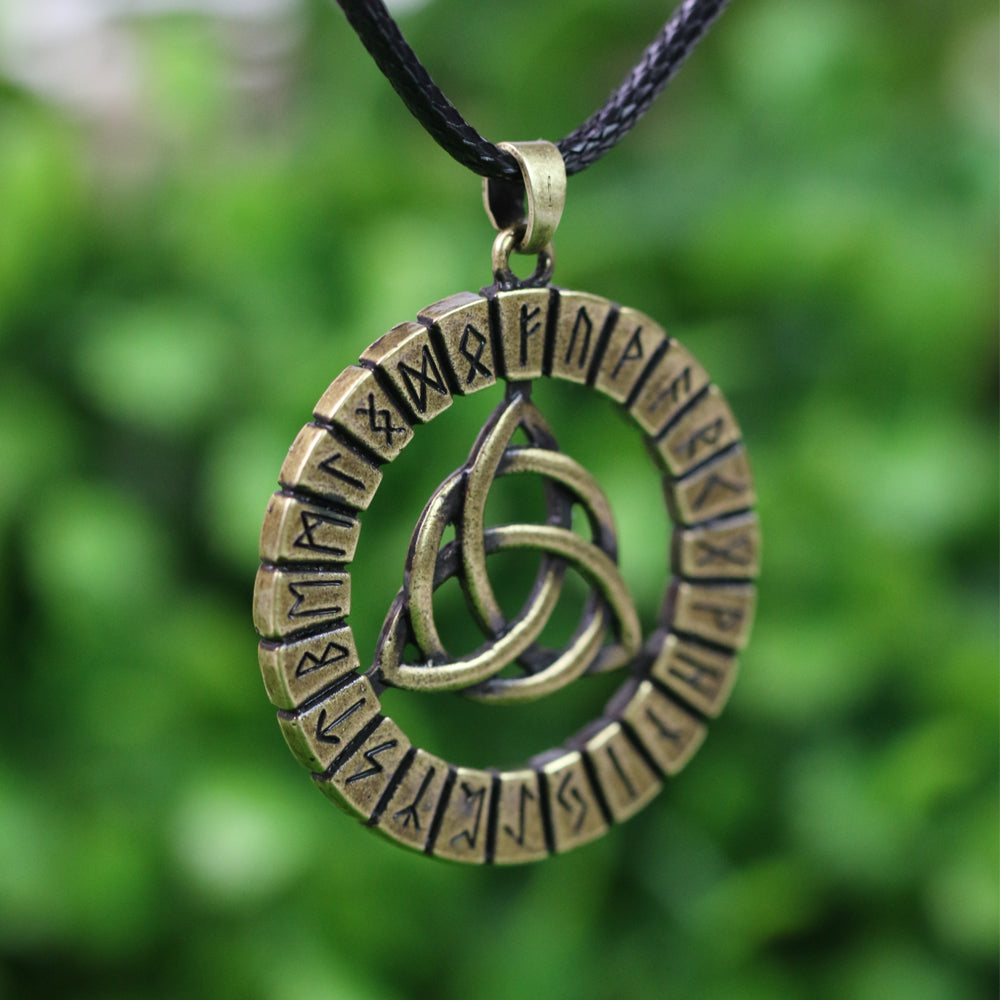 Celtic Knot and Elder Futhark Runes Pendant – Steampunk Oddities