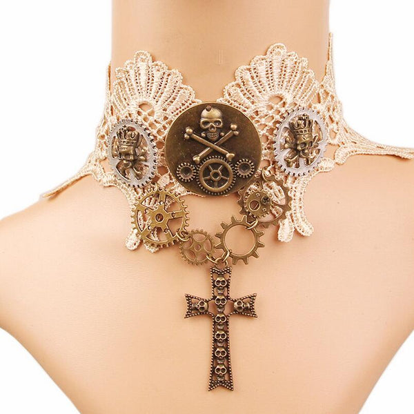 Gears & Lace Choker Necklace – Steampunk Oddities