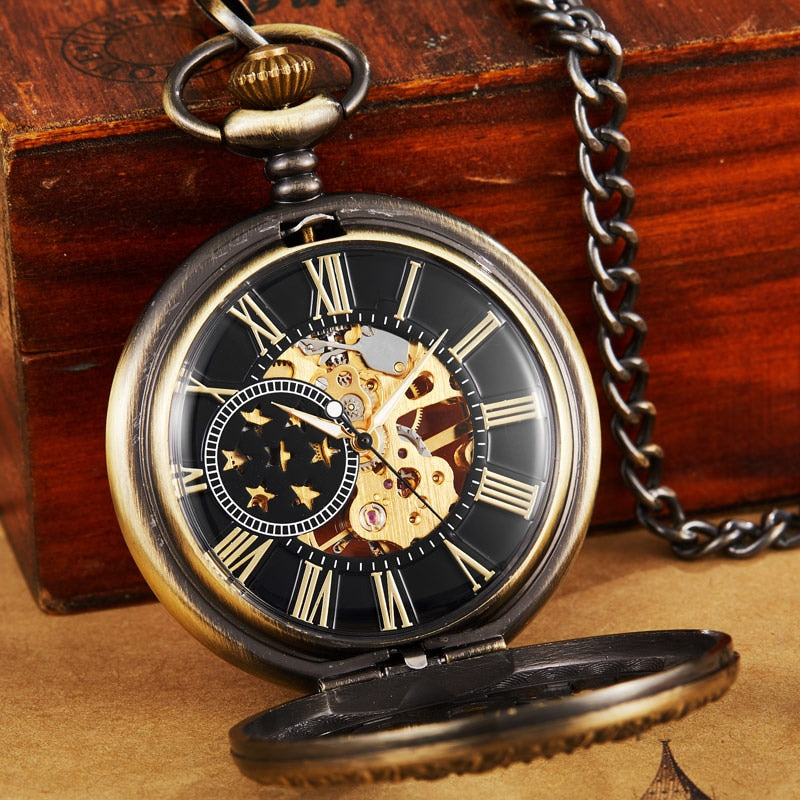 'Luxury of Time' Mechanical Hand-Wound Pocket Watch - Bronze ...