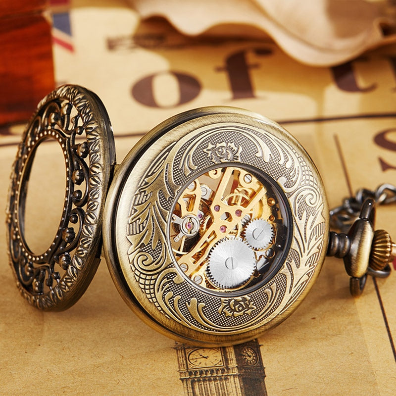 'Luxury of Time' Mechanical Hand-Wound Pocket Watch - Bronze ...