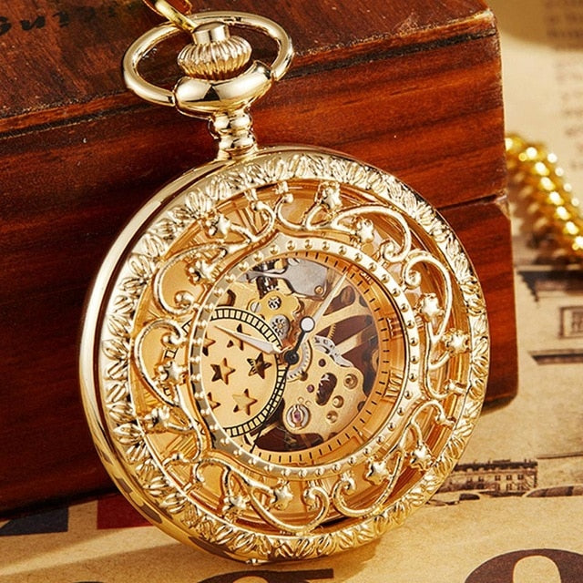 'Luxury of Time' Mechanical Hand-Wound Pocket Watch - Gold – Steampunk ...